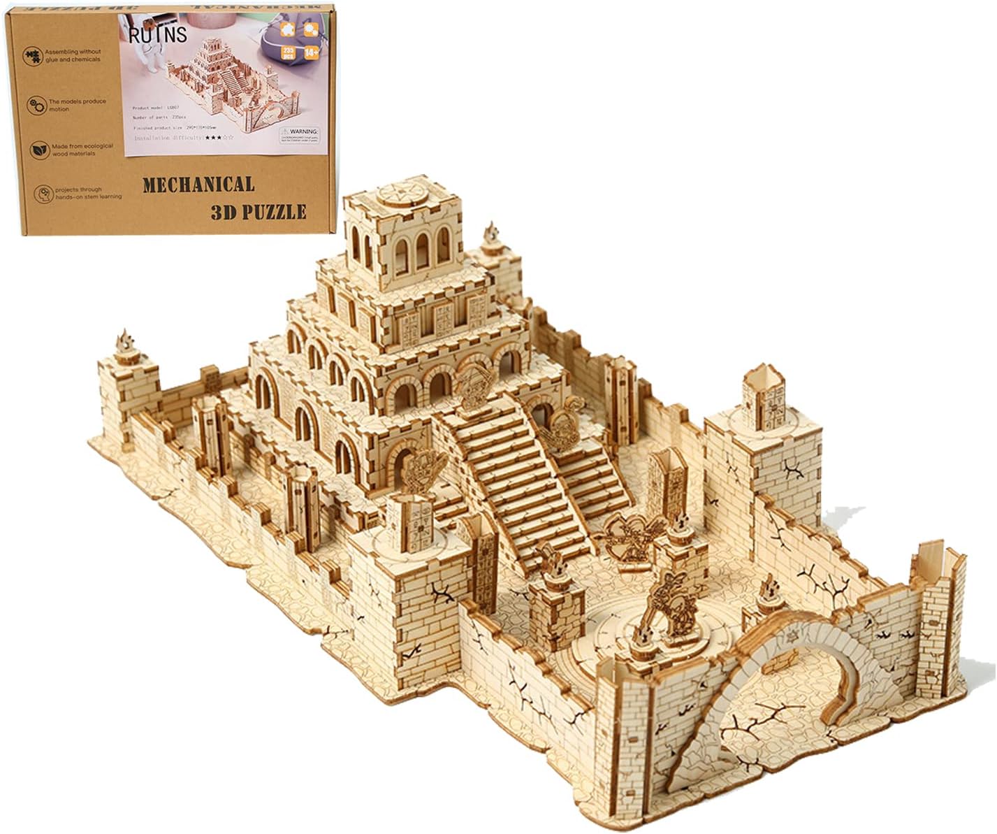 Amazon.com: KonHaovF 3D Wooden Puzzles for Adults Ruin Castle Model ...