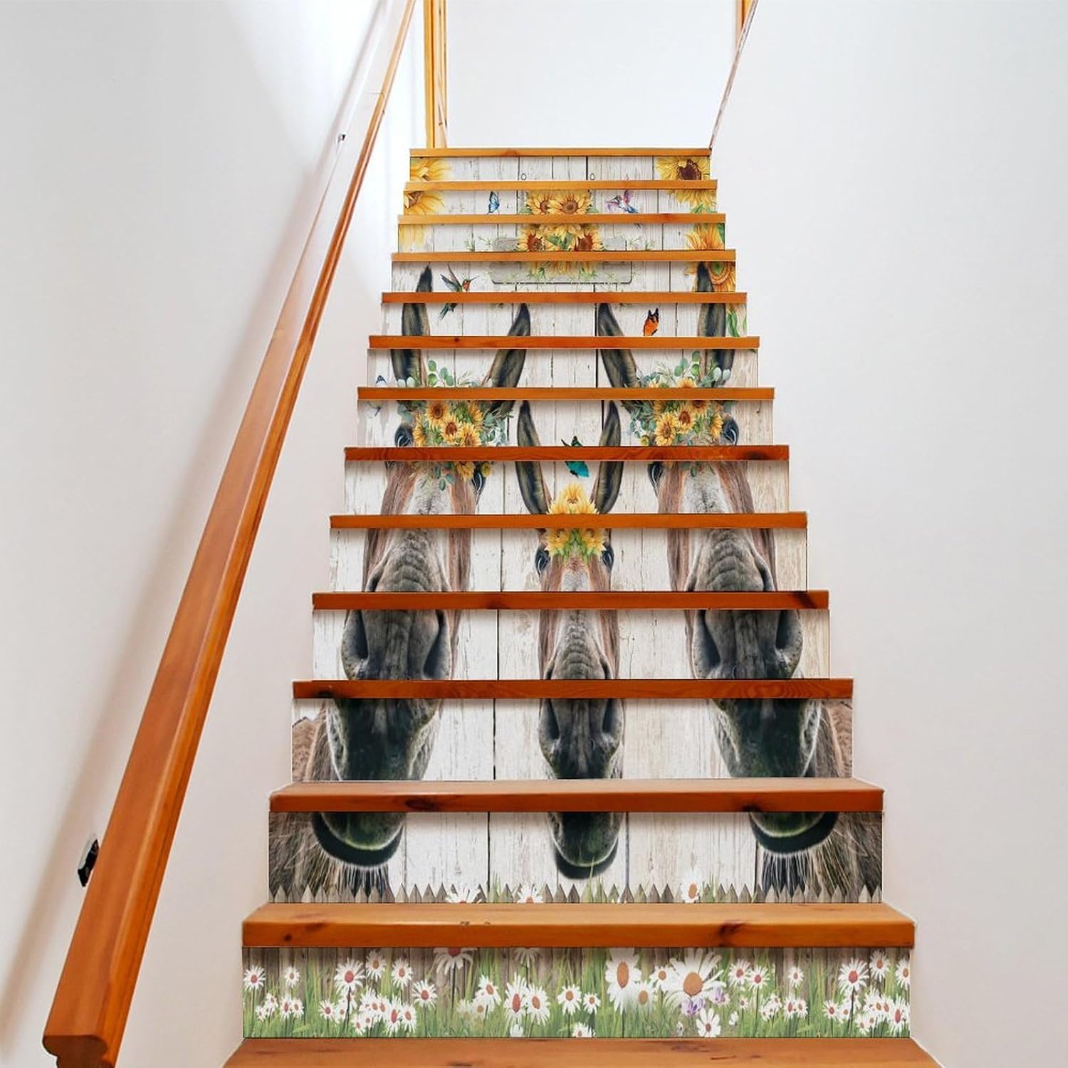 Amazon.com: Brebasf Rustic Farmhouse Donkey Staircase Stickers Stair ...