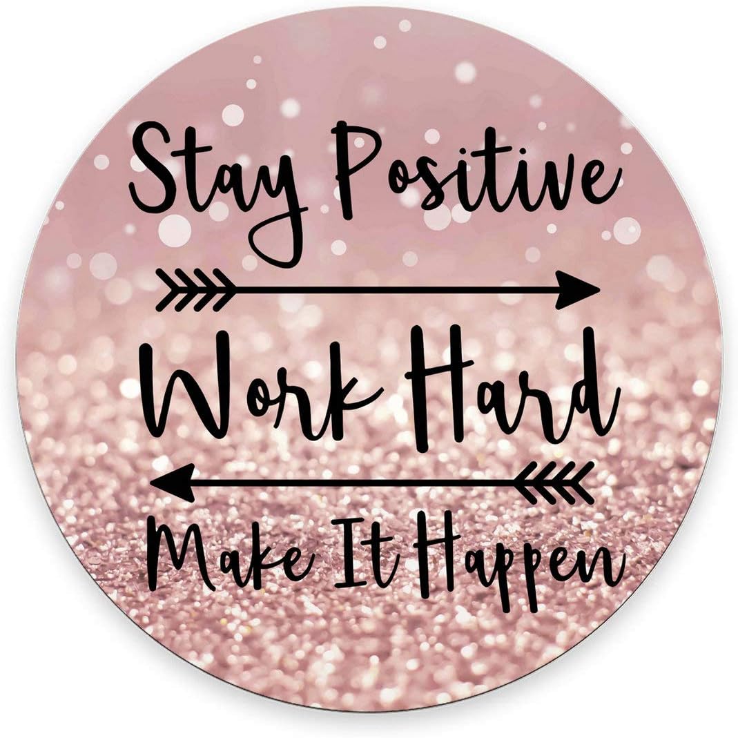 Amazon.com: Amcove Round Gaming Mouse Pad Custom, Stay Positive Work ...