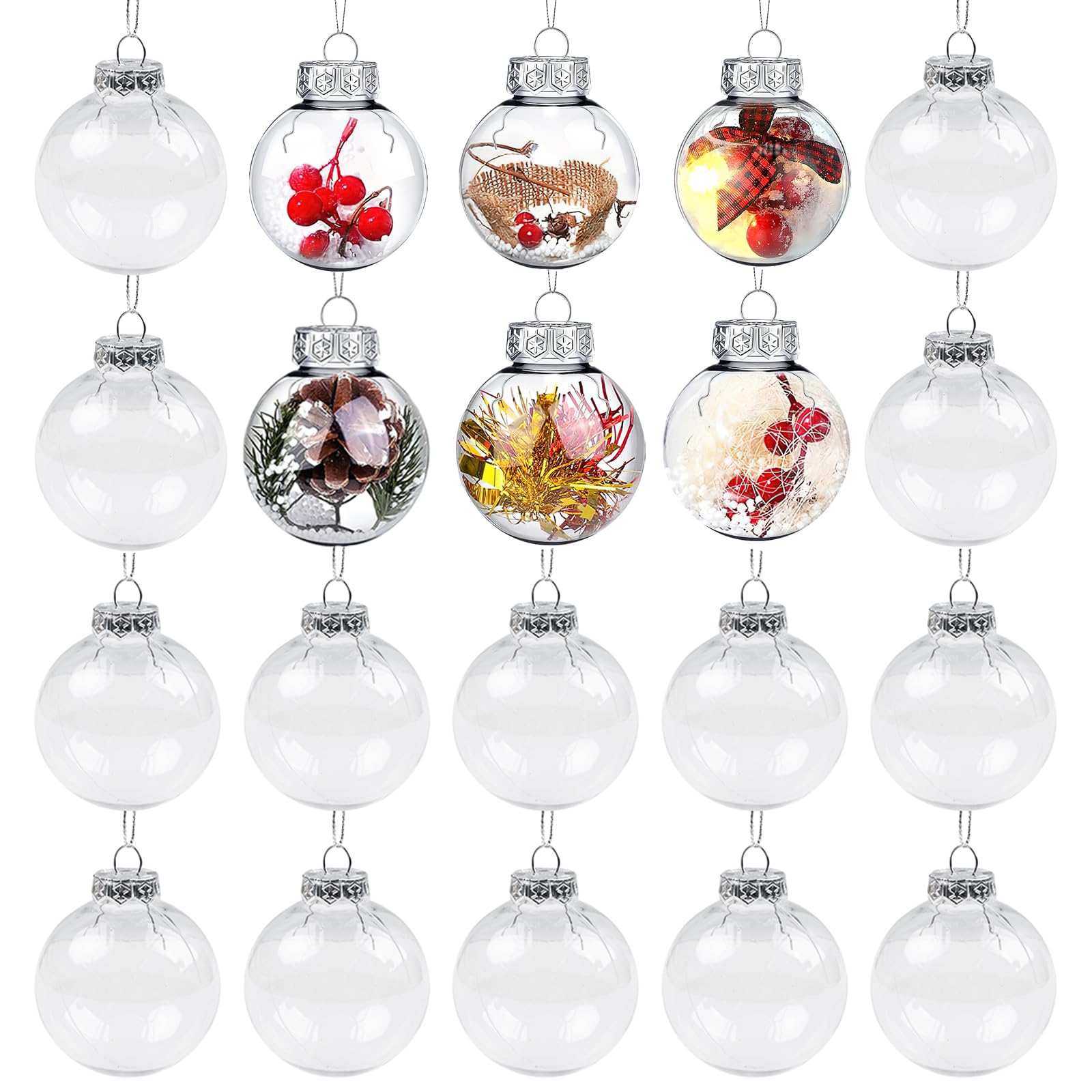 20Pcs Clear Plastic Fillable Baubles, 6cm Fillable Christmas tree ...