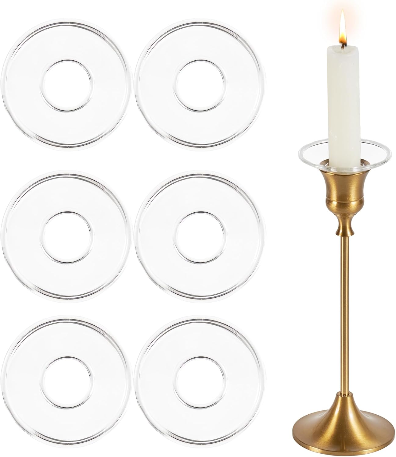 Amazon.com: 6 Pcs Candle Wax Catcher, Glass Bobeches, Round Candle Drip ...