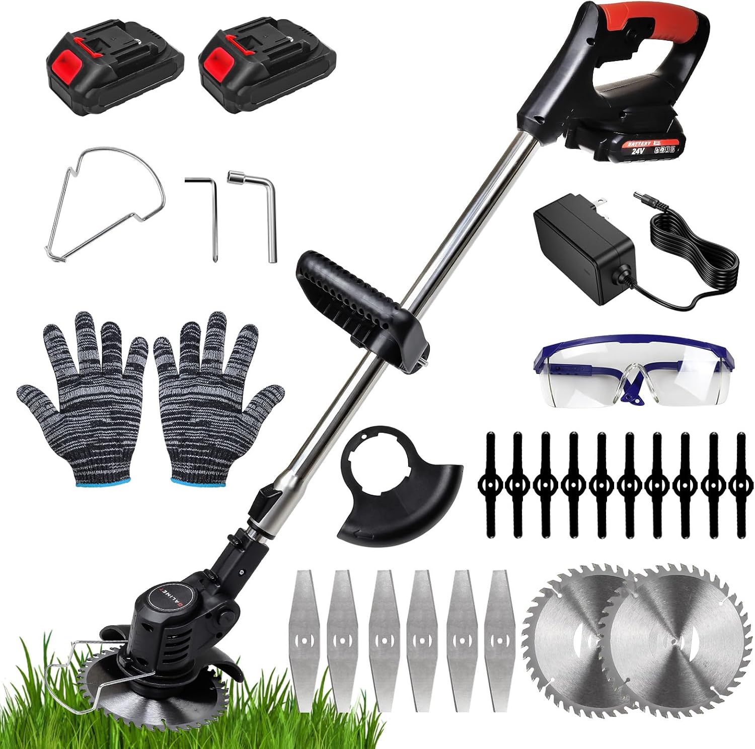 Cordless Grass Trimmer Lawn Grass Brush Cutter Blade 24v 800w Strimmer ...