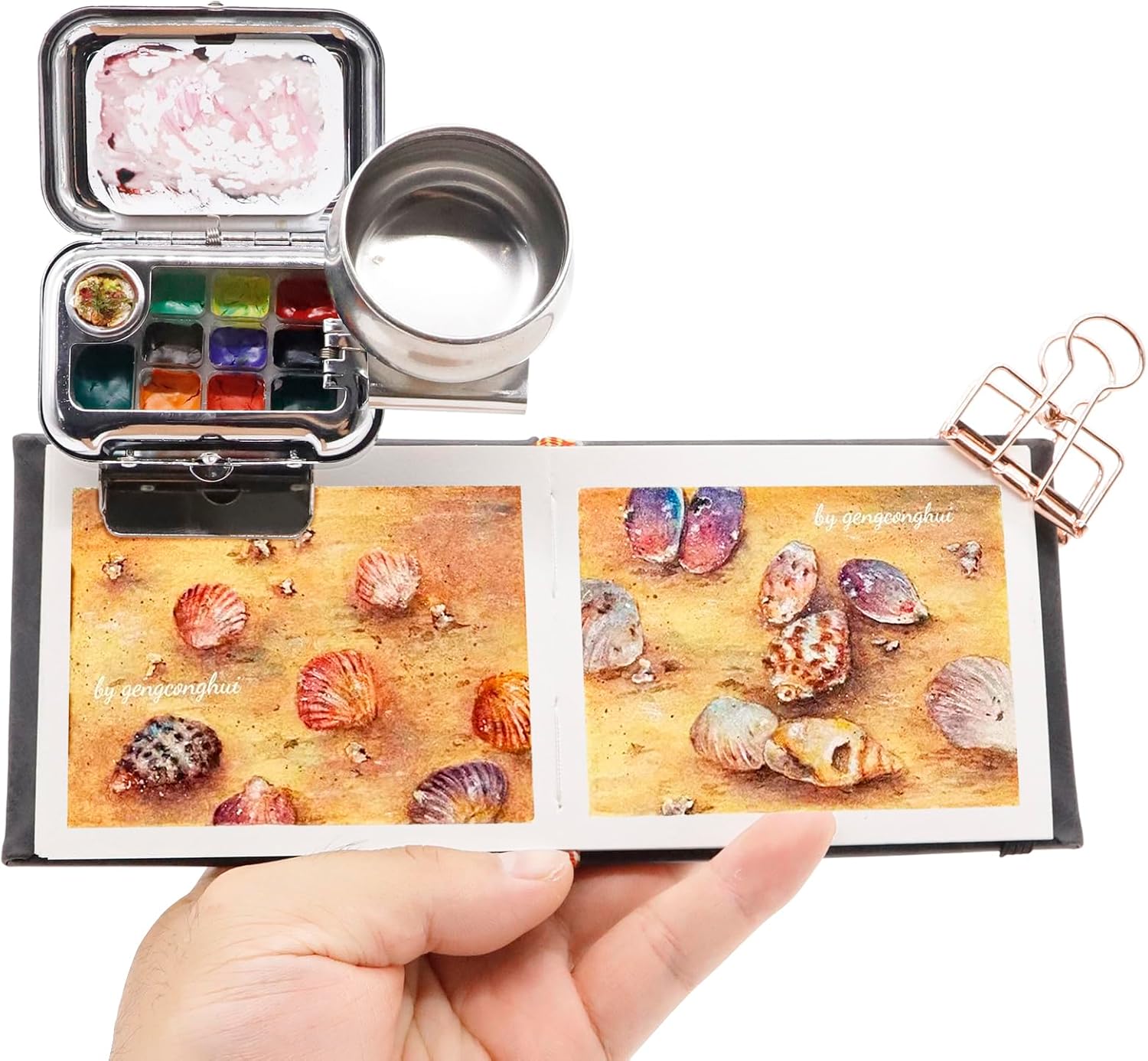 Amazon.com: Portable Mini Watercolor Palette, 10 Color Sketchbook ...