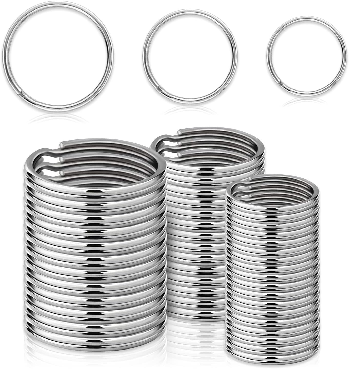 100 Pack Small Keyring Rings Hoops, 20mm /0.79 Inch Silver Round Metal ...