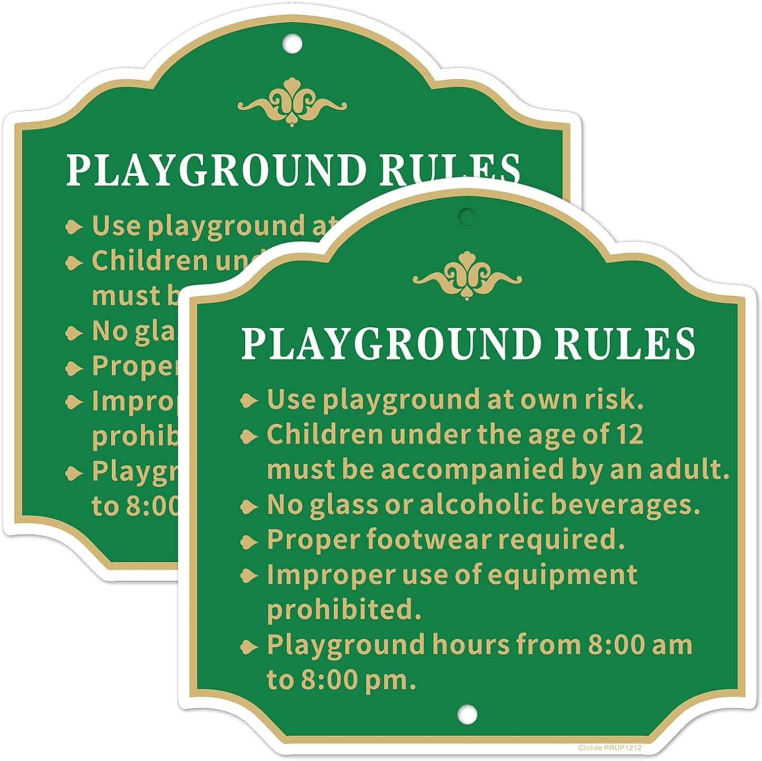 Amazon.com: Clotide 2 Pack Playground Rules Sign， 12 x 12 inch Metal ...