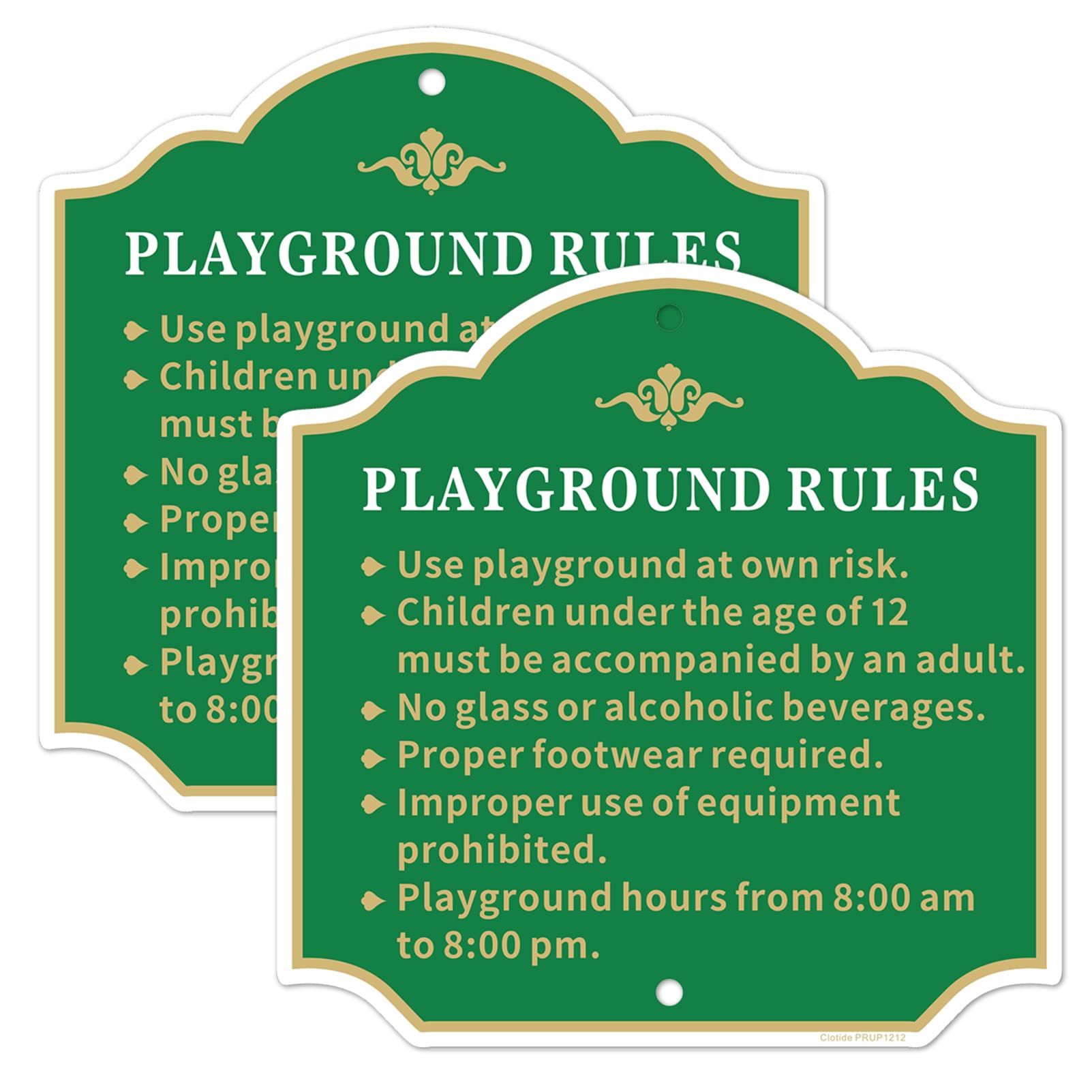 Amazon.com: Clotide 2 Pack Playground Rules Sign， 12 x 12 inch Metal ...