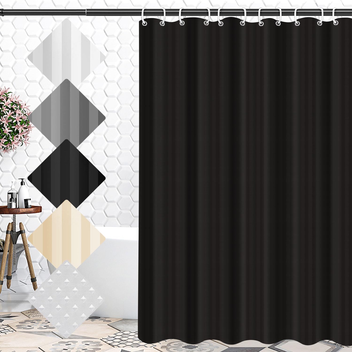 SCHIB Cortina De Baño Antimoho De Teia Impermeable, Cortina para Baño ...