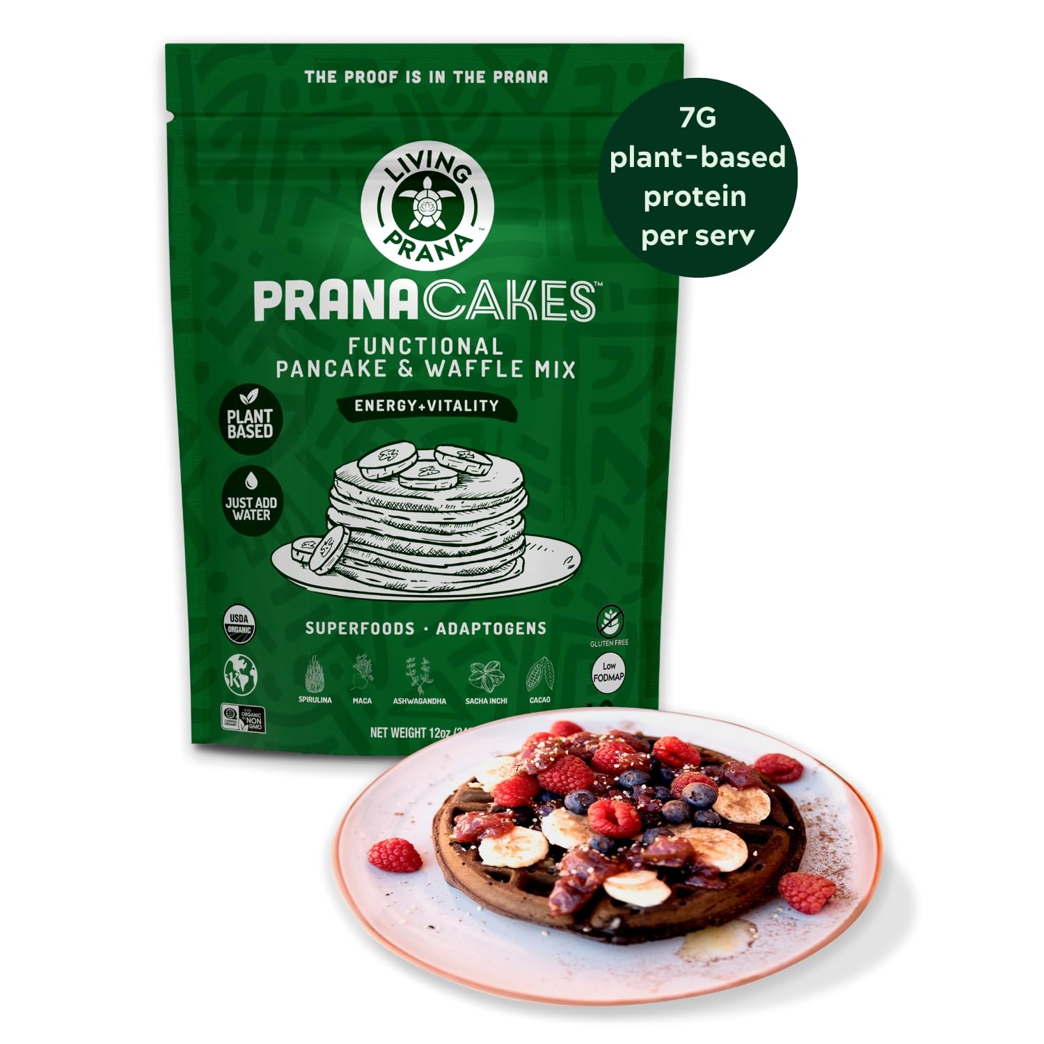 Amazon.com : PranaCakes Superfood Organic Pancake & Waffle Mix Gluten ...