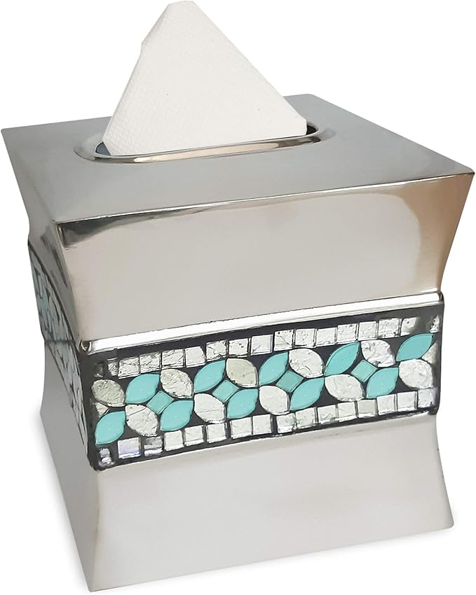 Amazon.com: nu steel Sea Foam Square Tissue Box Holder in Aqua Blue ...