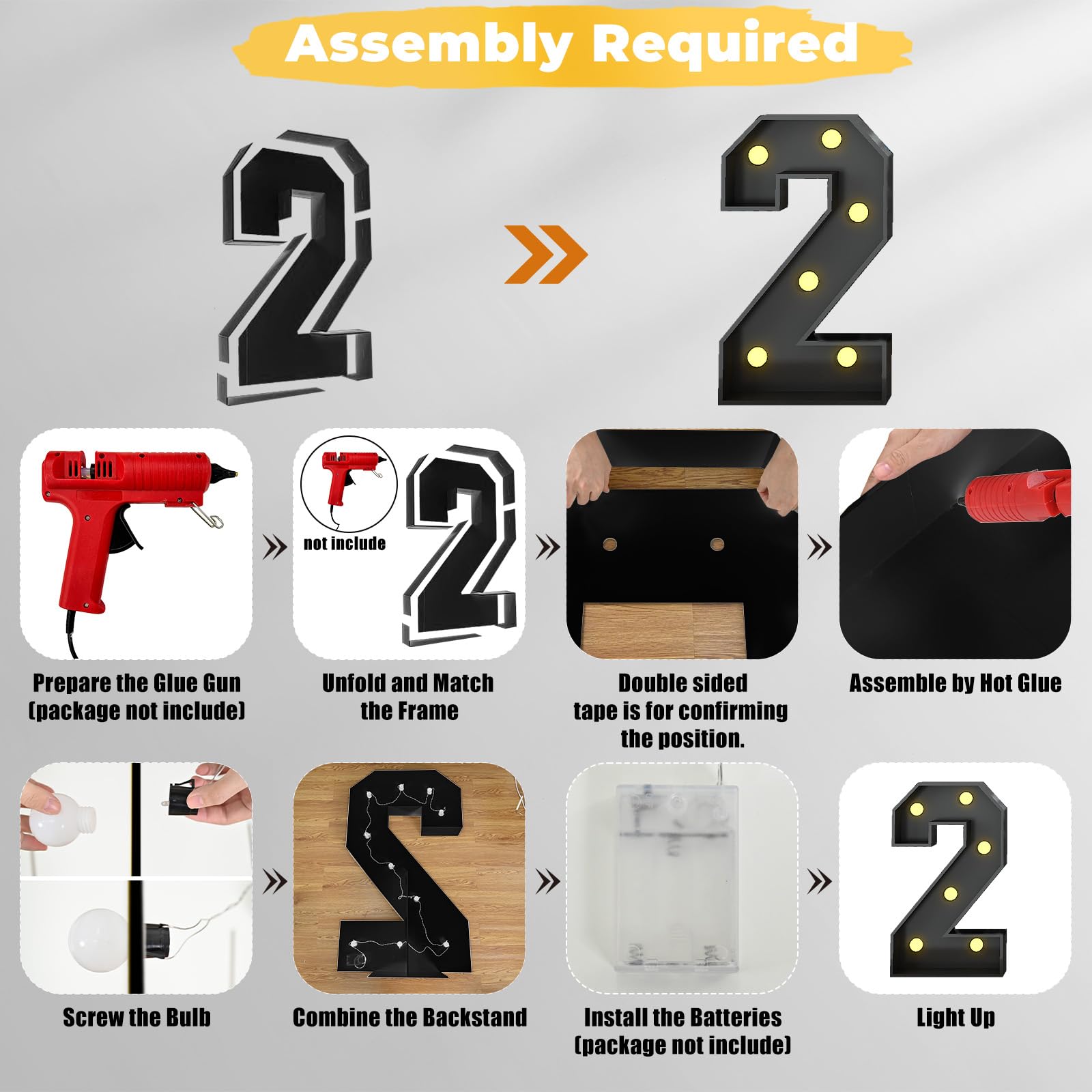 Snapklik.com : Paeyeq Black Light Up Marquee - Large 2024 Numbers For ...