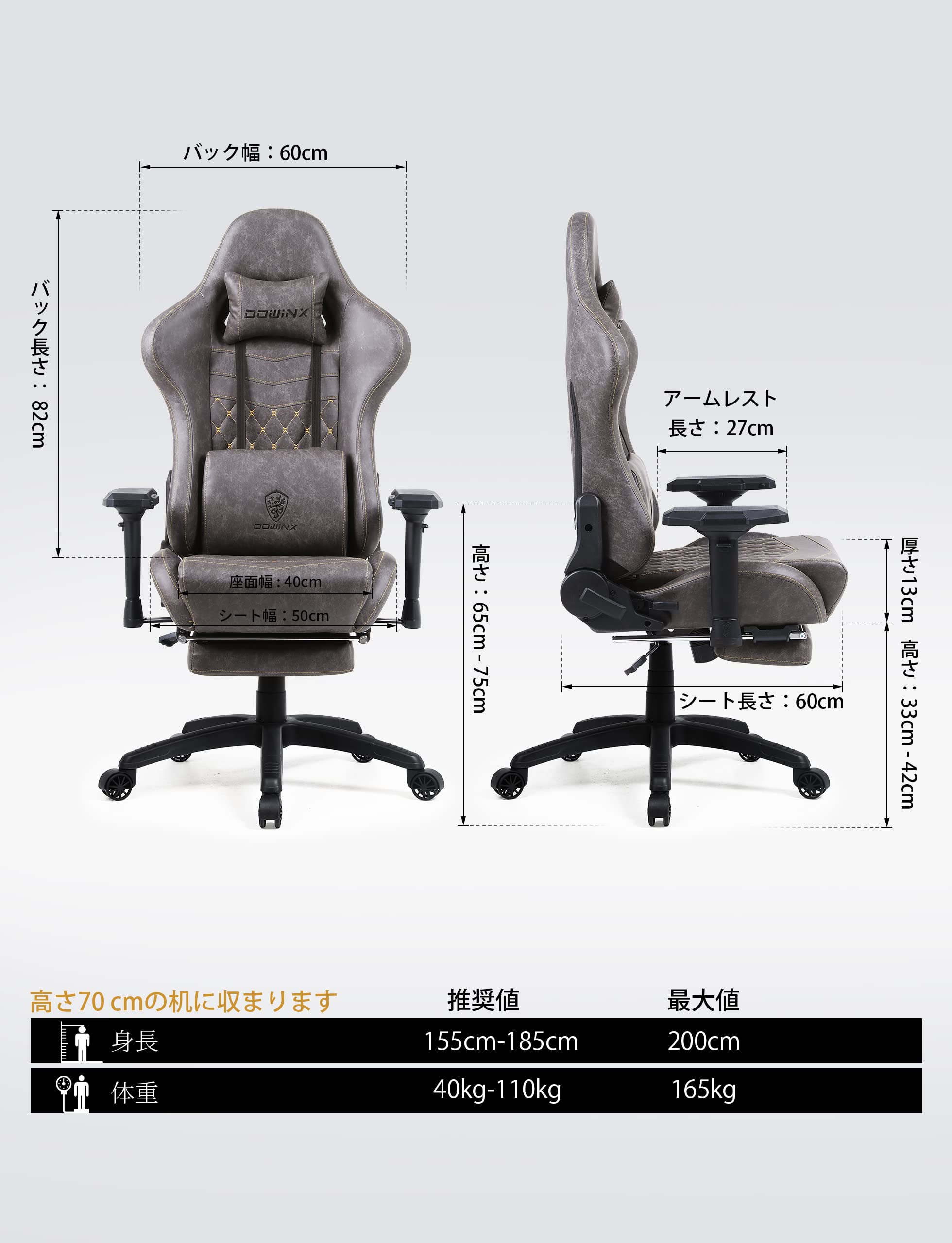 Dowinx 4Dアームレスト 左右セット 肘置き 前後・左右・回転・高さ調整可能 ゲーミングチェア用 ARMSTRONG