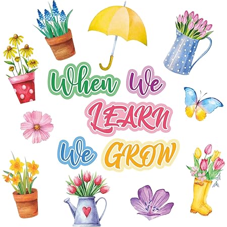 Amazon.com: X1zuue 69Pcs Hello Spring Cut Outs with Glue Points Flower ...