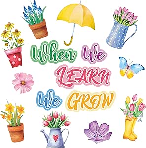 Amazon.com: 45 Pcs Spring Floral Cutouts Flower Potted Butterfly ...