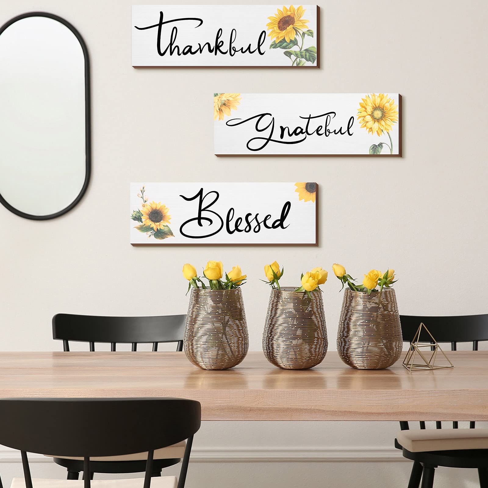 Snapklik.com : 3 Pcs Sunflowers Thankful Grateful Blessed Wall Decor ...