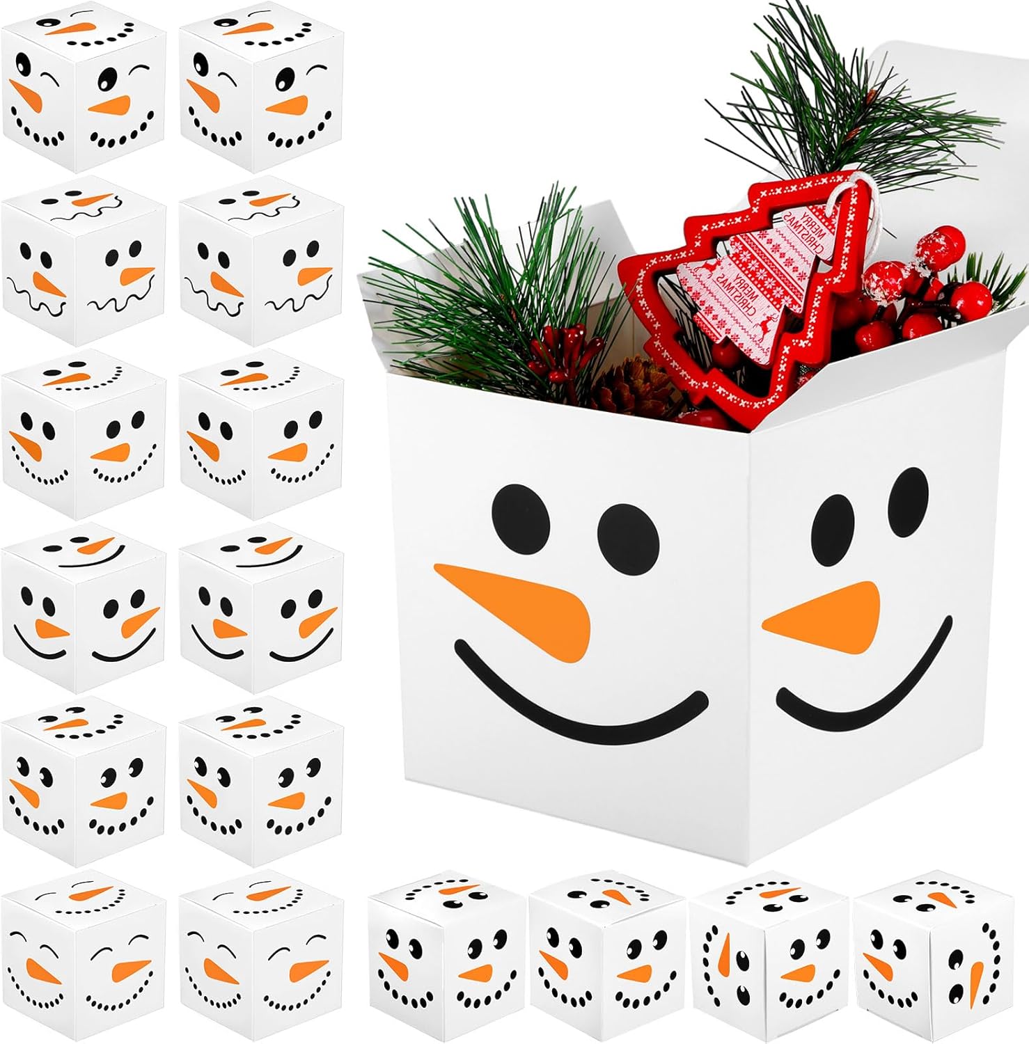 Amazon.com: TecUnite 12 Pcs Winter Small Gift Boxes with Lids Snowman ...