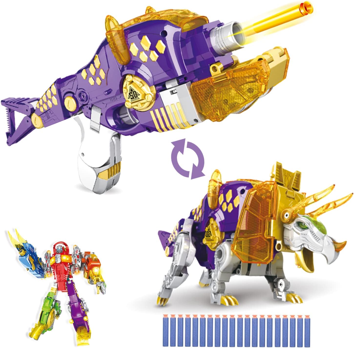 Amazon.com: SDSSJCK Big Transforming Triceratops Robot Dart Blaster for ...