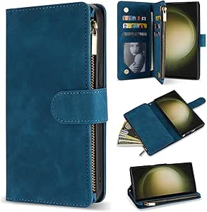 Amazon.com: ZZXX for Samsung Galaxy S23 Ultra Wallet Case with RFID Blocking Card Slot PU ...