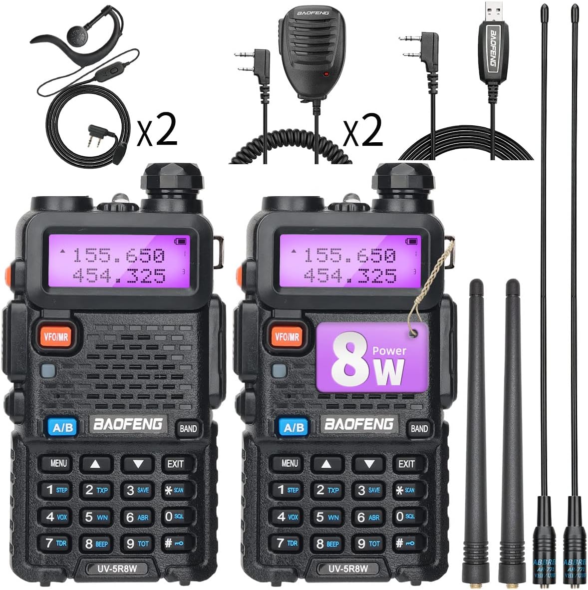 Amazon.com: BAOFENG Ham Radio UV-5R 8W High Power Dual Band Two Way ...