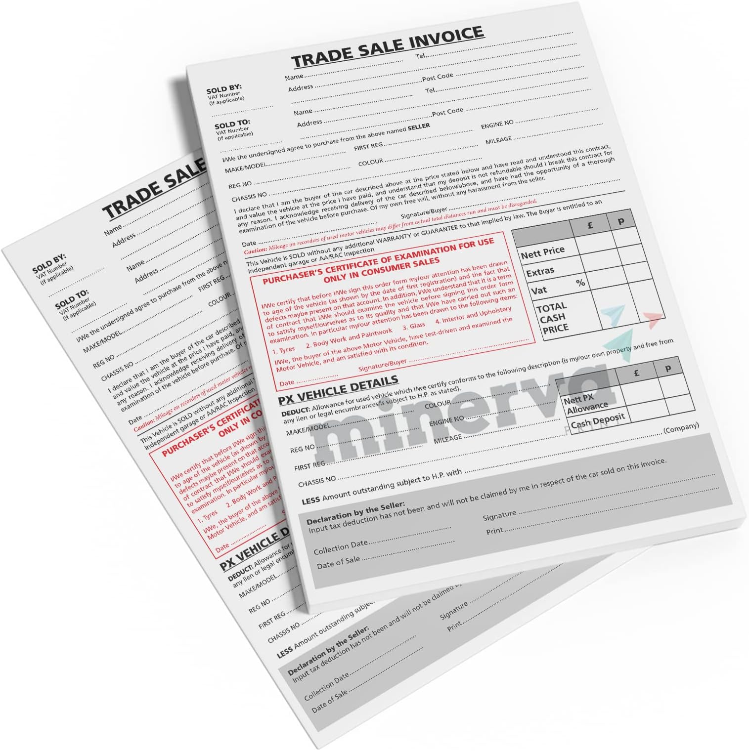 Trade Car Vehicle Sales Invoice Receipt NCR Pad - Motor Trade Sale No ...