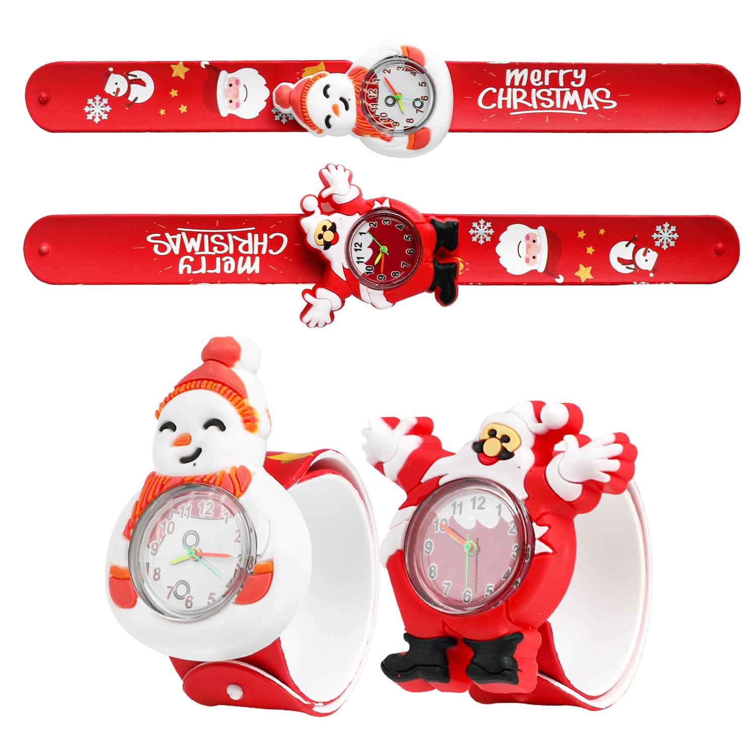 DERAYEE 2 Pack Christmas Slap Bracelets, Christmas Silicone Watch Kids ...