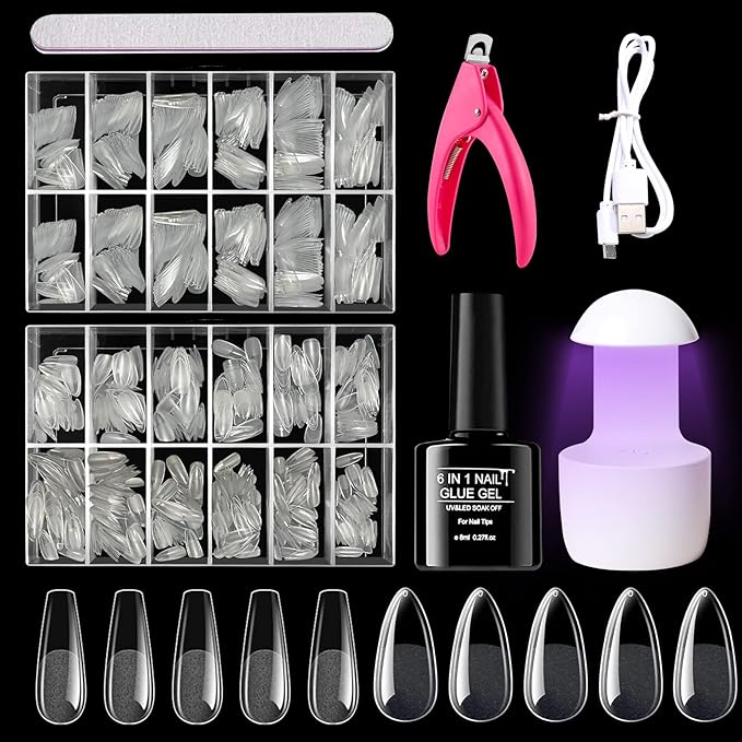 TCASENER Capsule Americaine Ongle Kit, 480 Pièces Faux Ongles Capsules ...