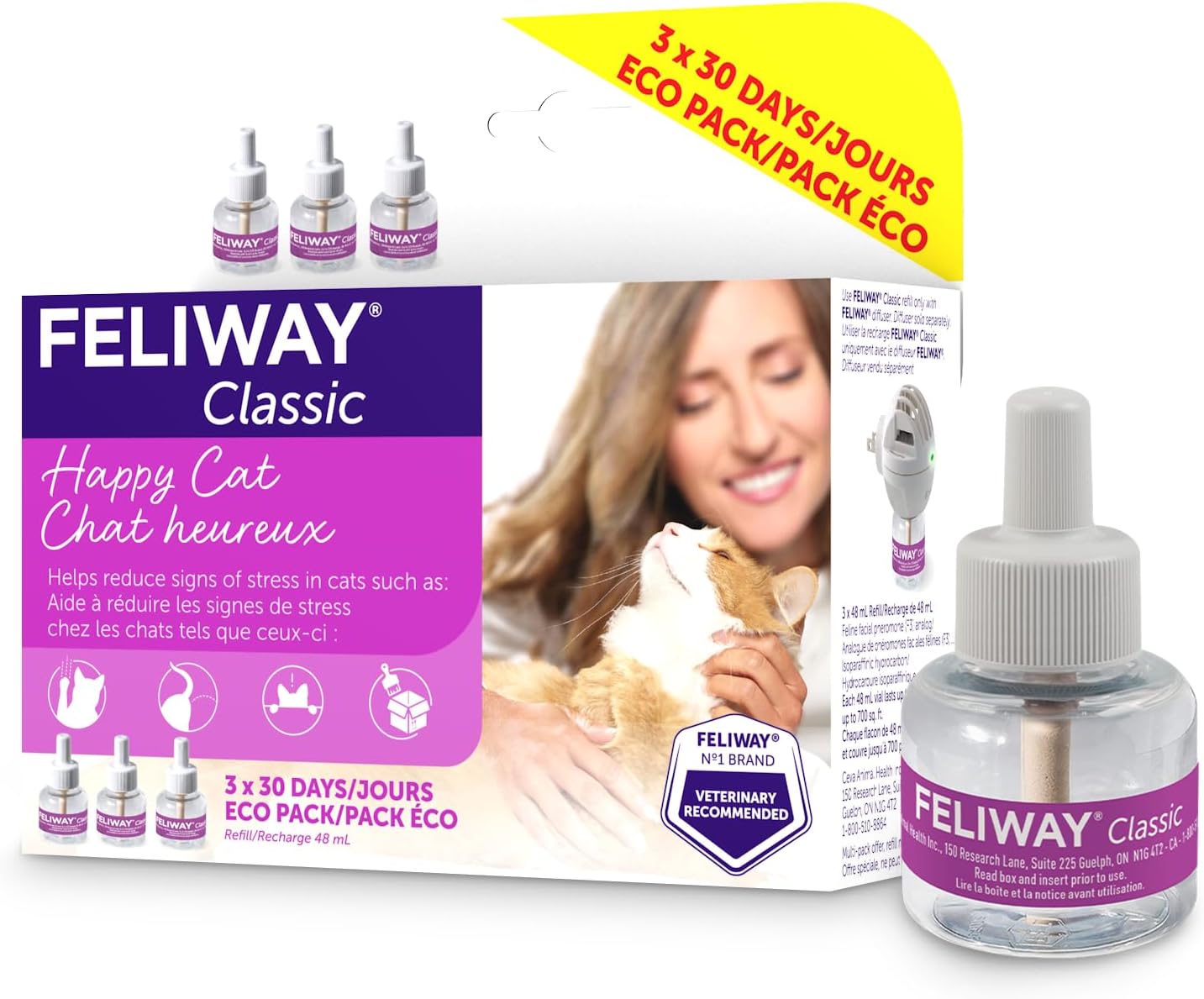 FELIWAY CLASSIC Diffuser Refill 3-Pack - Use with FELIWAY Cat Diffusers ...