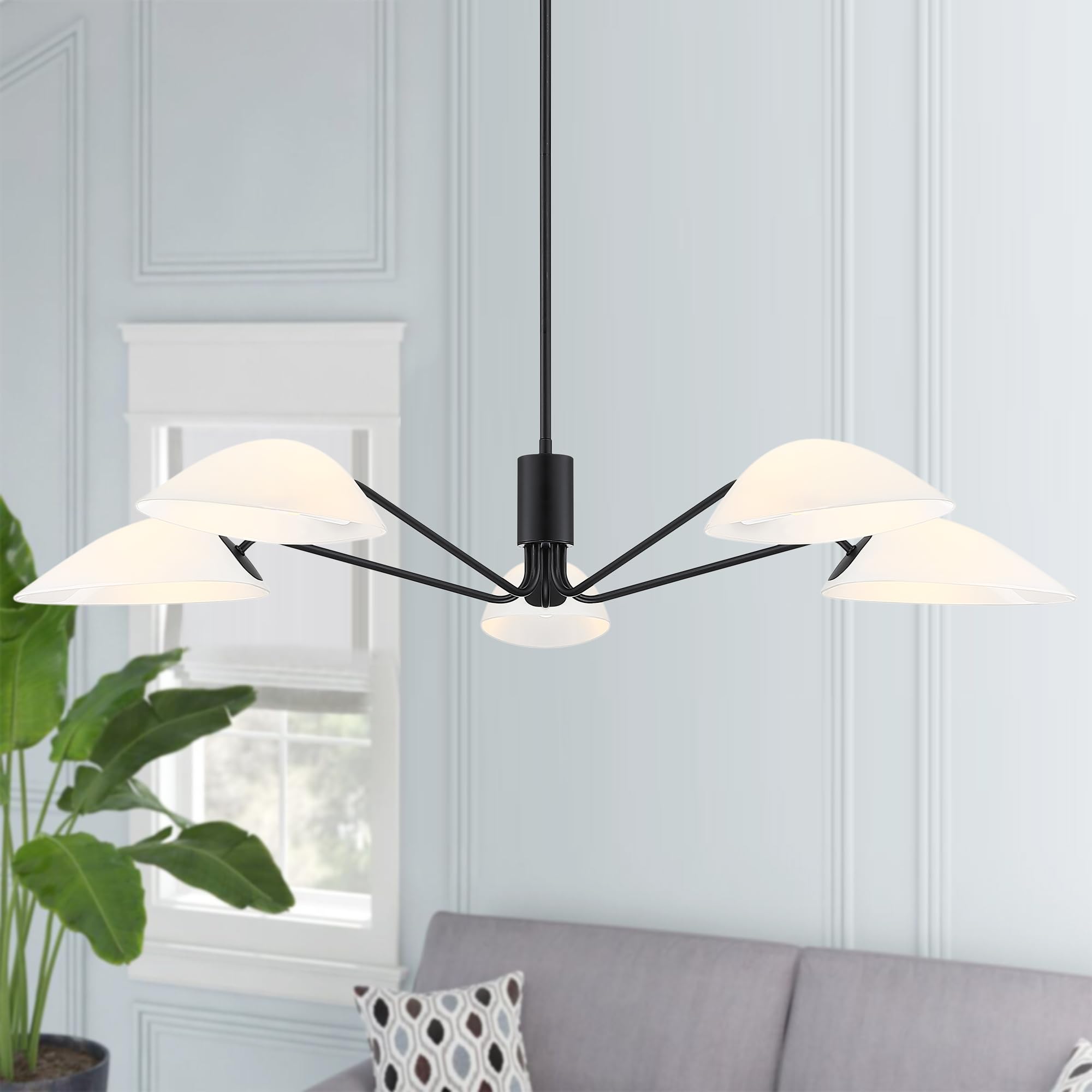 MEXO Modern Glass Chandeliers, Sputnik Chandelier Black Pendant ...