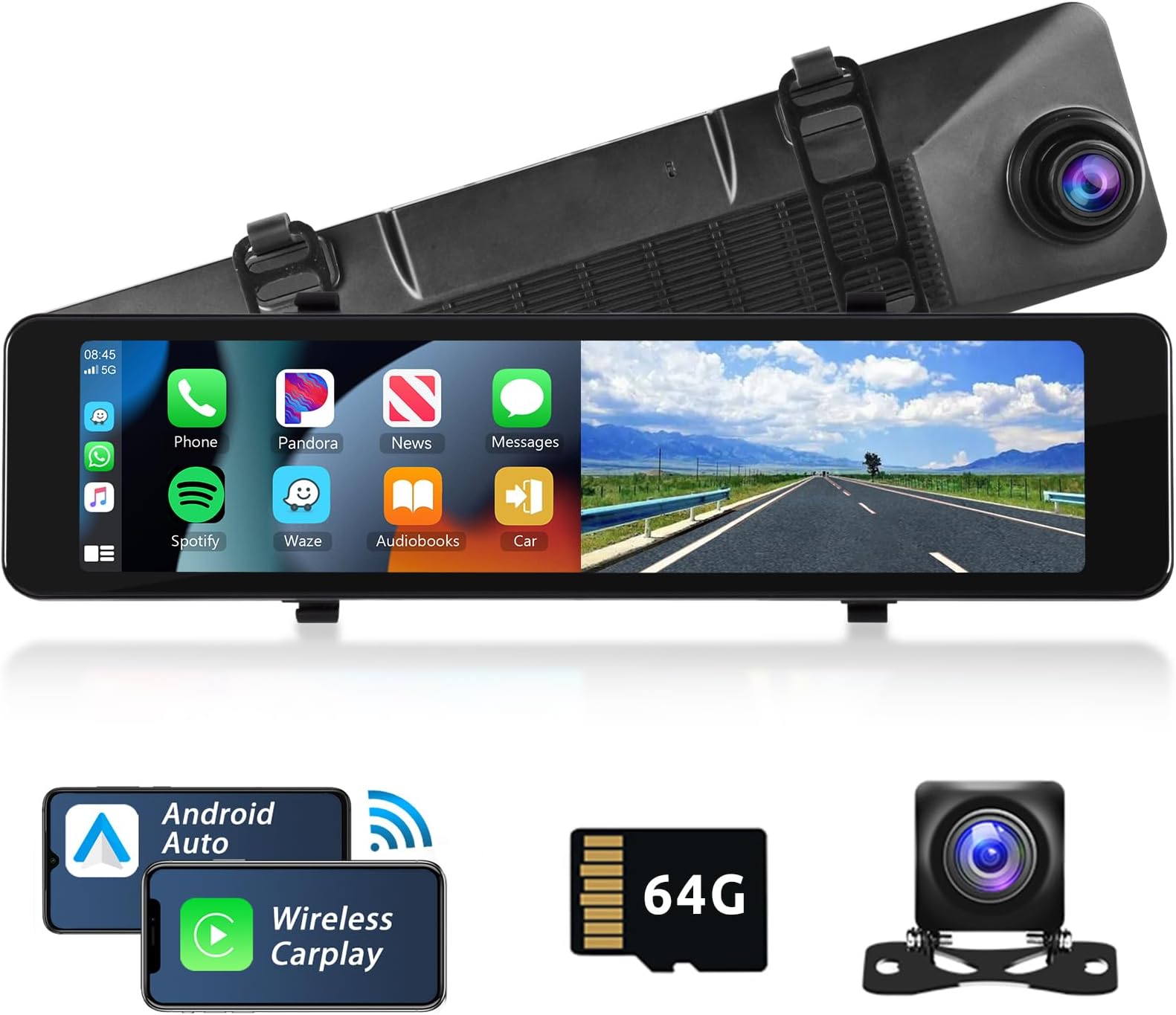Amazon.com: 11.26" HD Touchscreen Mirror Dash Cam Backup Camera with ...