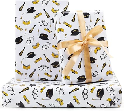 Amazon.com: AircooL Graduation Gift Wrapping Papers, 6 Sheets White and ...