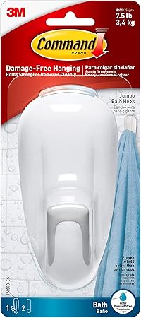 Command Bathroom Hook with Water-Resistant Strips, 1-Hook, 2-Strip ...
