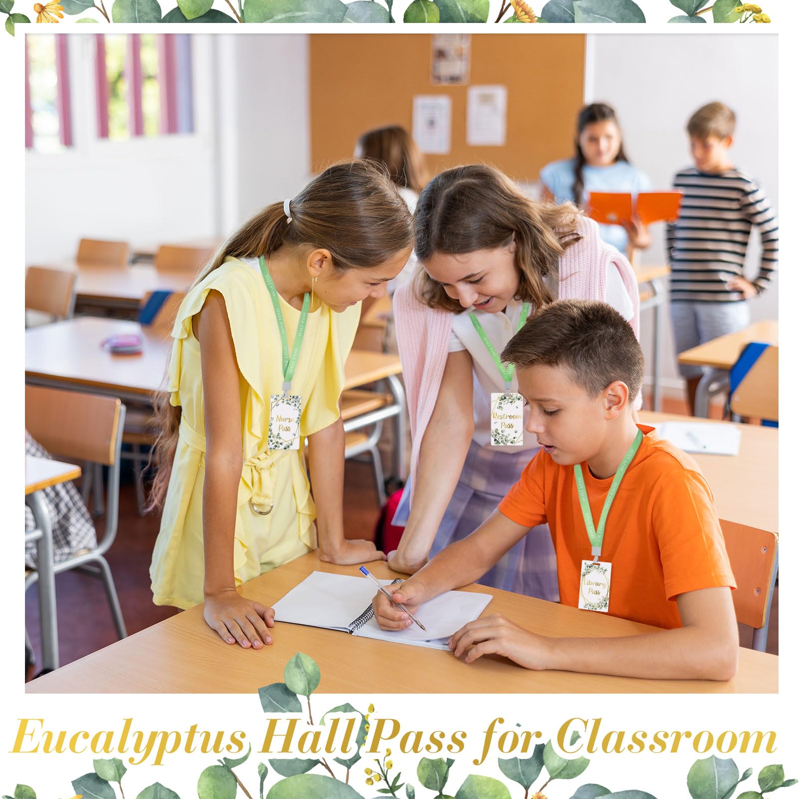 Snapklik.com : 8 Set PVC Hall Pass Lanyards Eucalyptus Unbreakable Hall ...