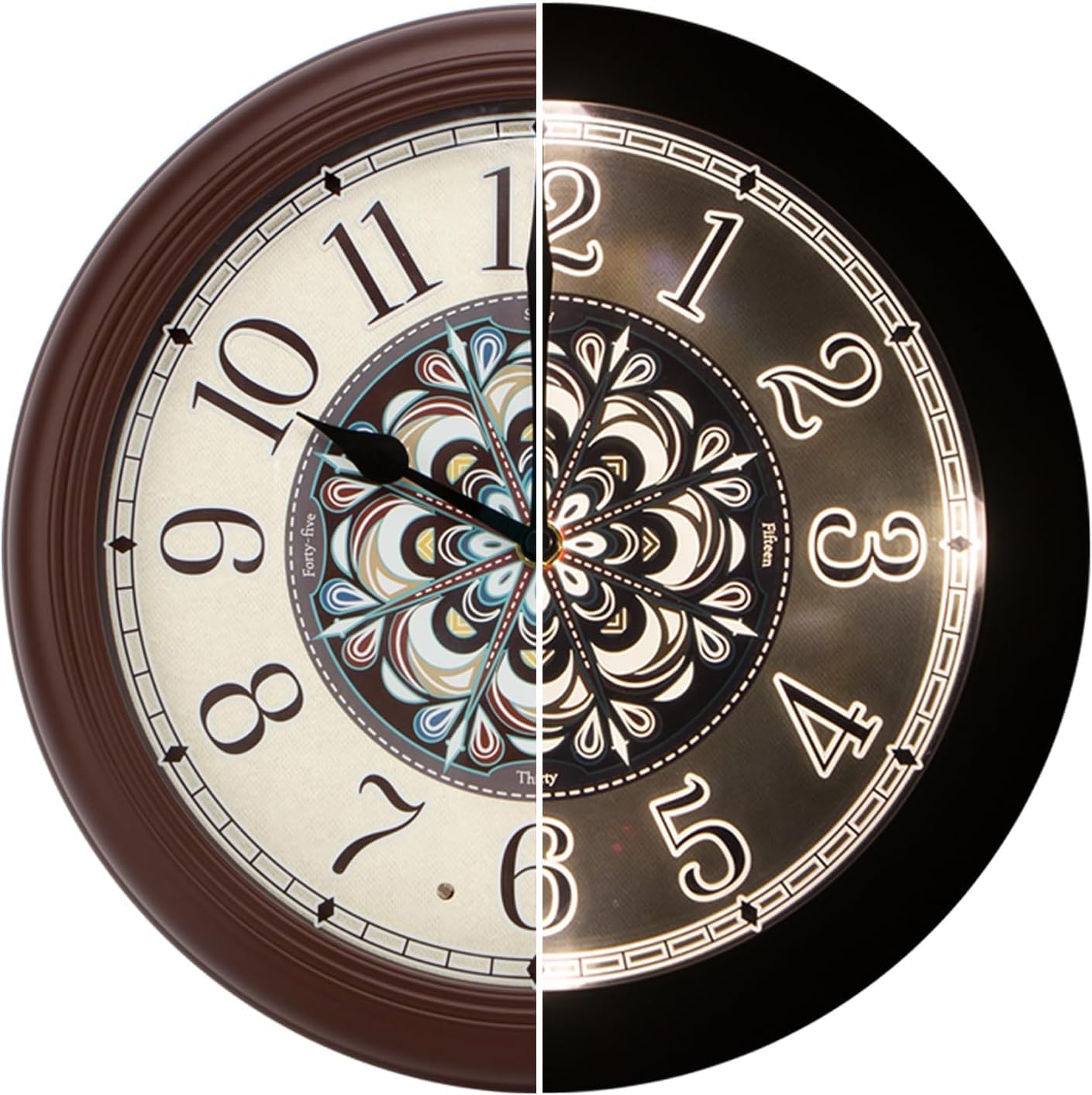 Amazon.com: Evelyne LED Round Wall Clock - Battery Operated, Night-time ...