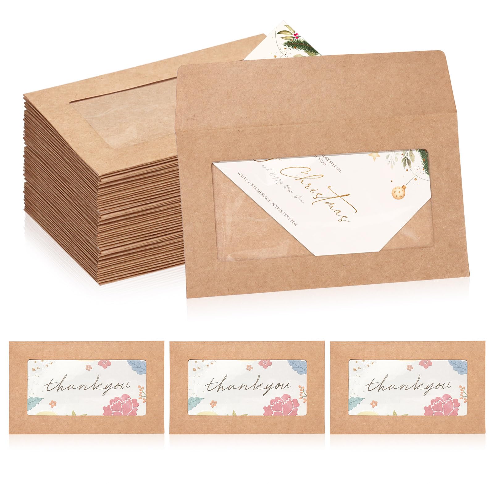 100 Pack Gift Card Envelopes Blank Envelopes with Window for ...