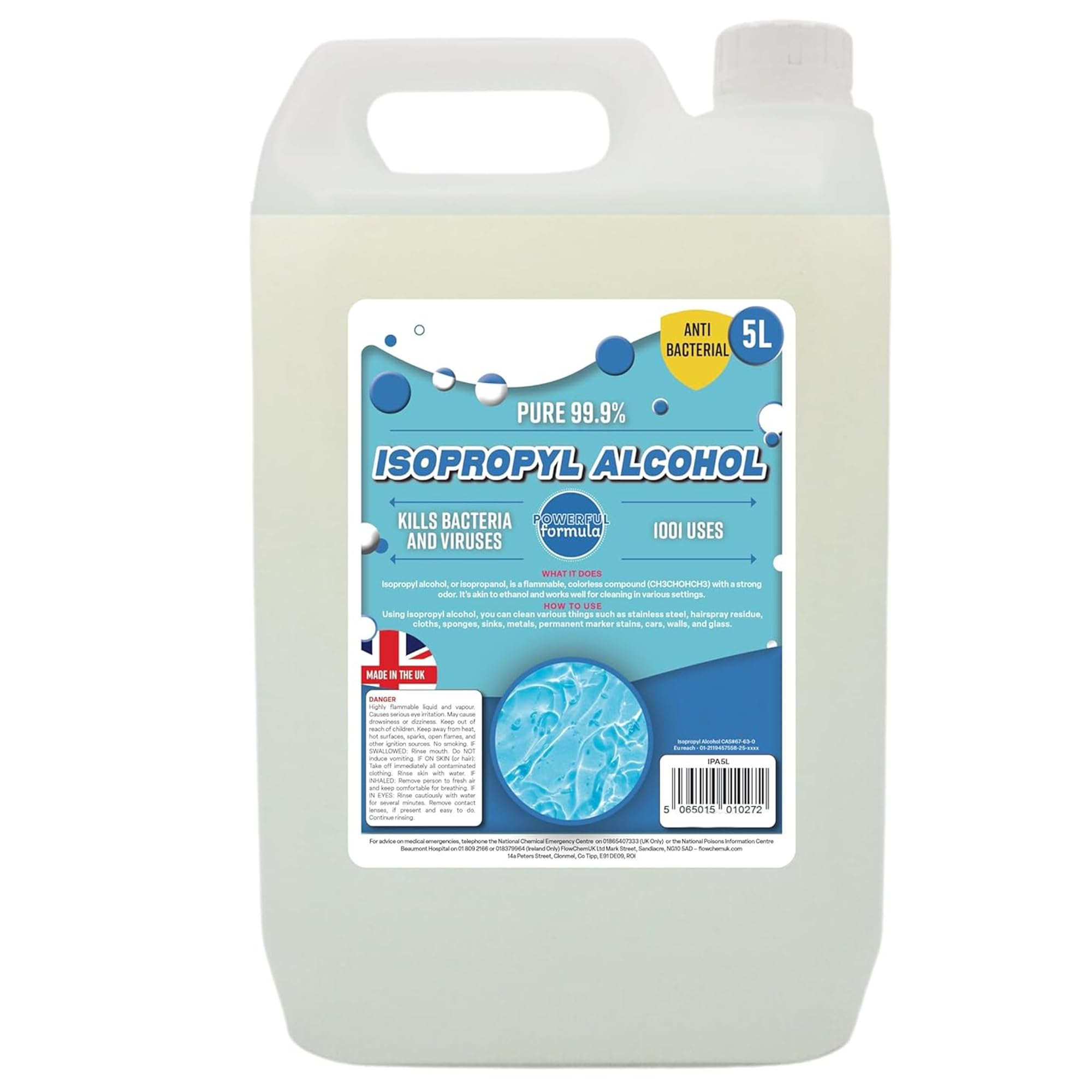 5 Litre Strong Isopropyl Alcohol IPA Disinfectant Household Cleaning ...