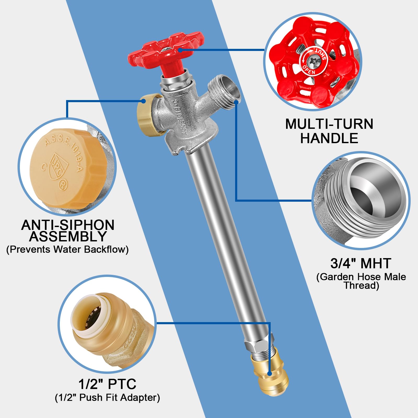 Snapklik.com : Boltigen 12inch Anti-Siphon Frost Free Sillcock, No Lead ...