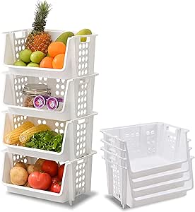 Amazon.com: TidyFriend Plastic Stackable Bins for Pantry, 4-Pack Large ...