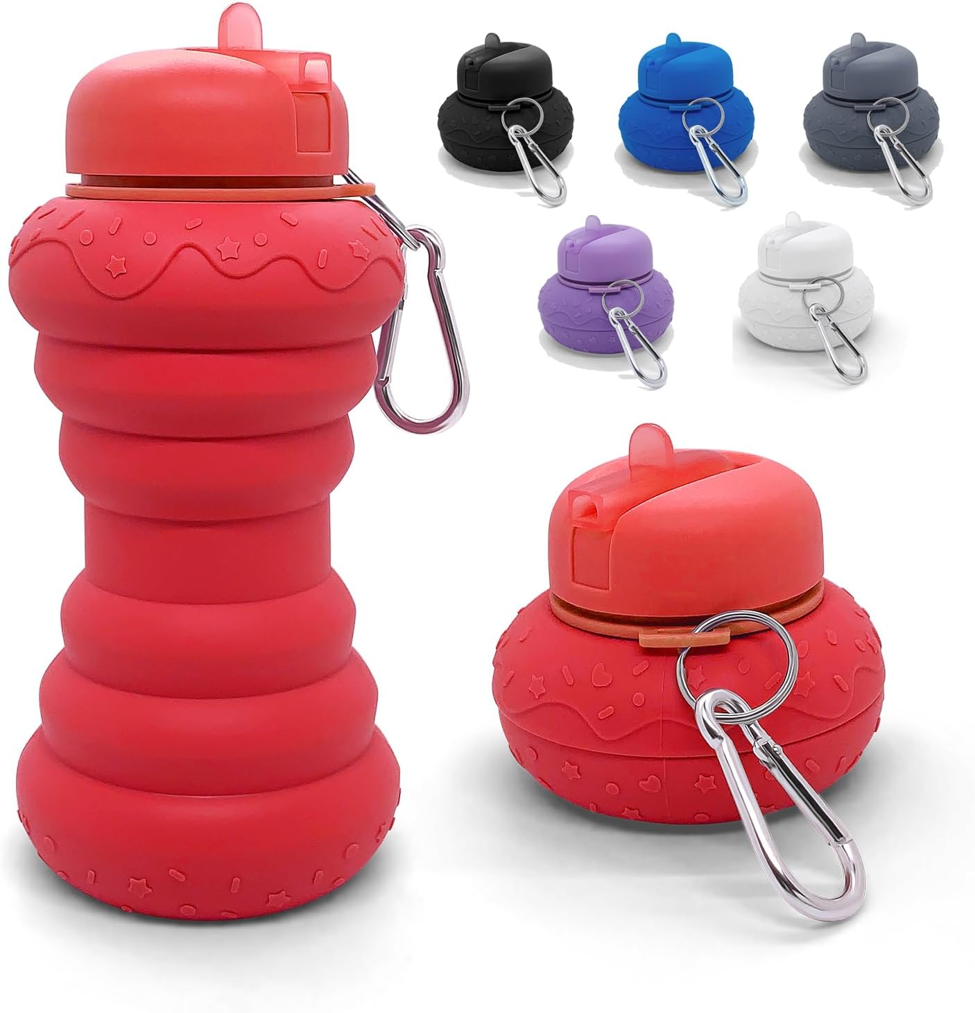 Amazon.com: Luuttle Collapsible Water Bottle Reusable Silicone Red ...