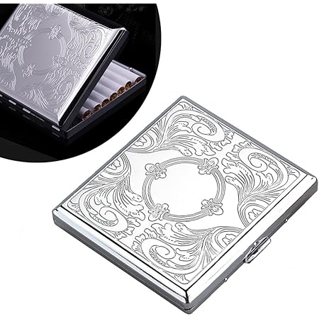 High Quality Metal Cigarette Case Box Holds 20 Cigarettes 84mm : Amazon ...