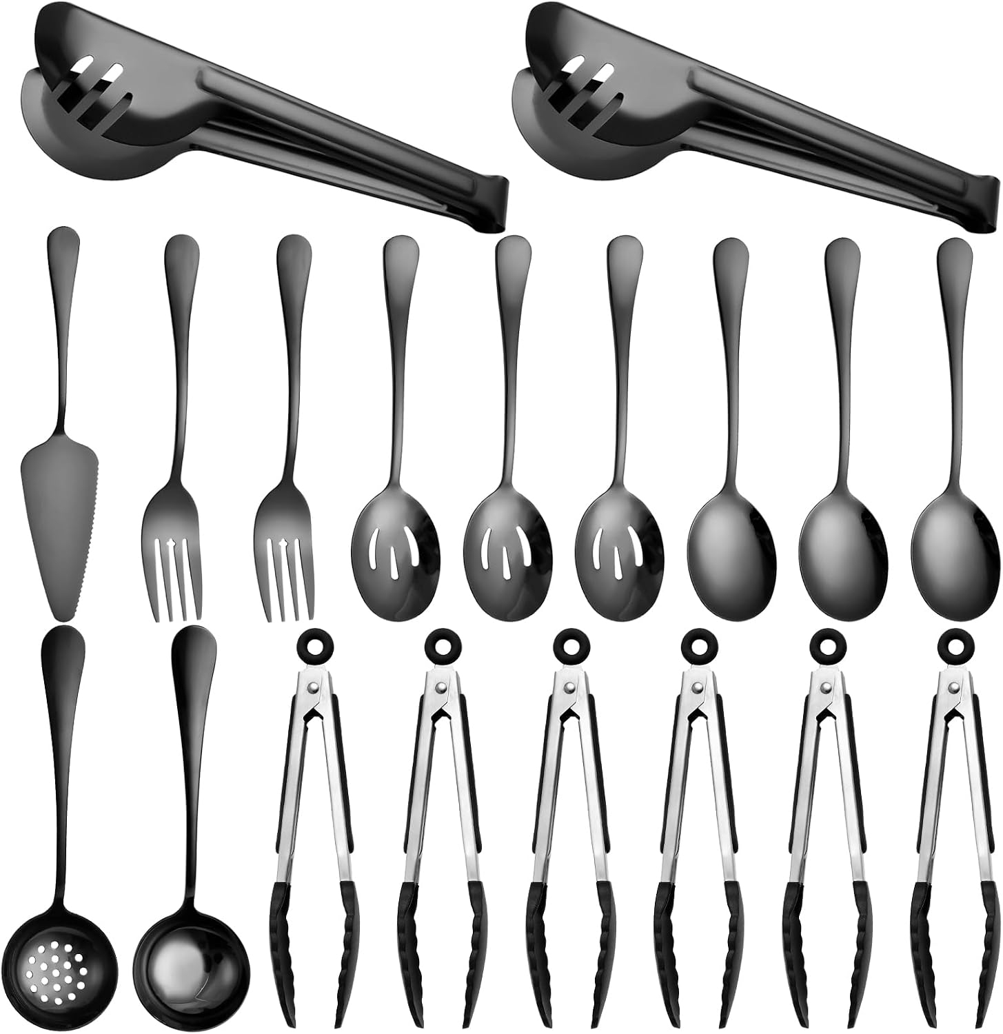 Amazon.com | Aemygo 19 Pcs Black Serving Flatware Set, Stainless Steel ...
