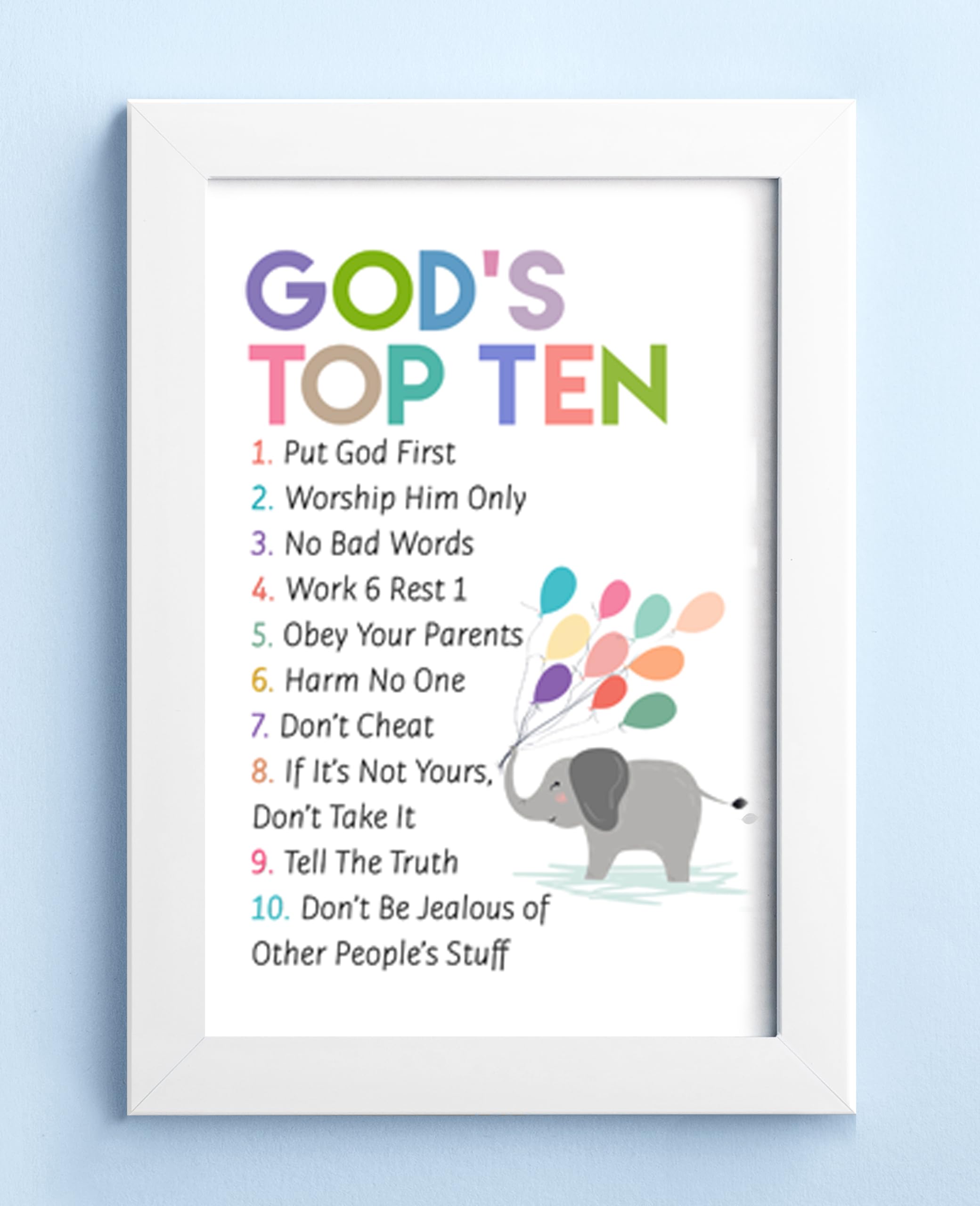 Buy Elben Creatives God's Top Ten (The Ten Commandments) Kids Bible Verses Frames/Christian ...