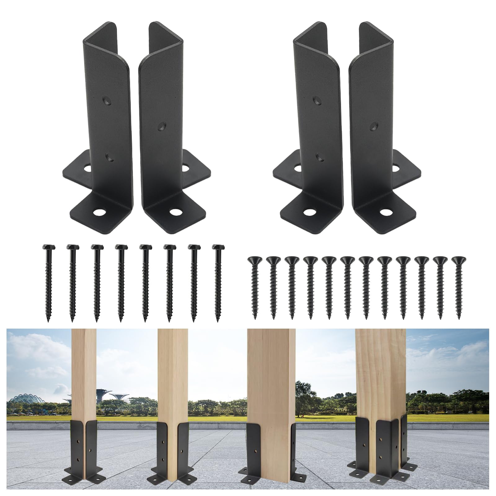 HEIDIBEAR Adjustable Deck Post Anchor Base Brackets 4pcs Heavy Duty ...
