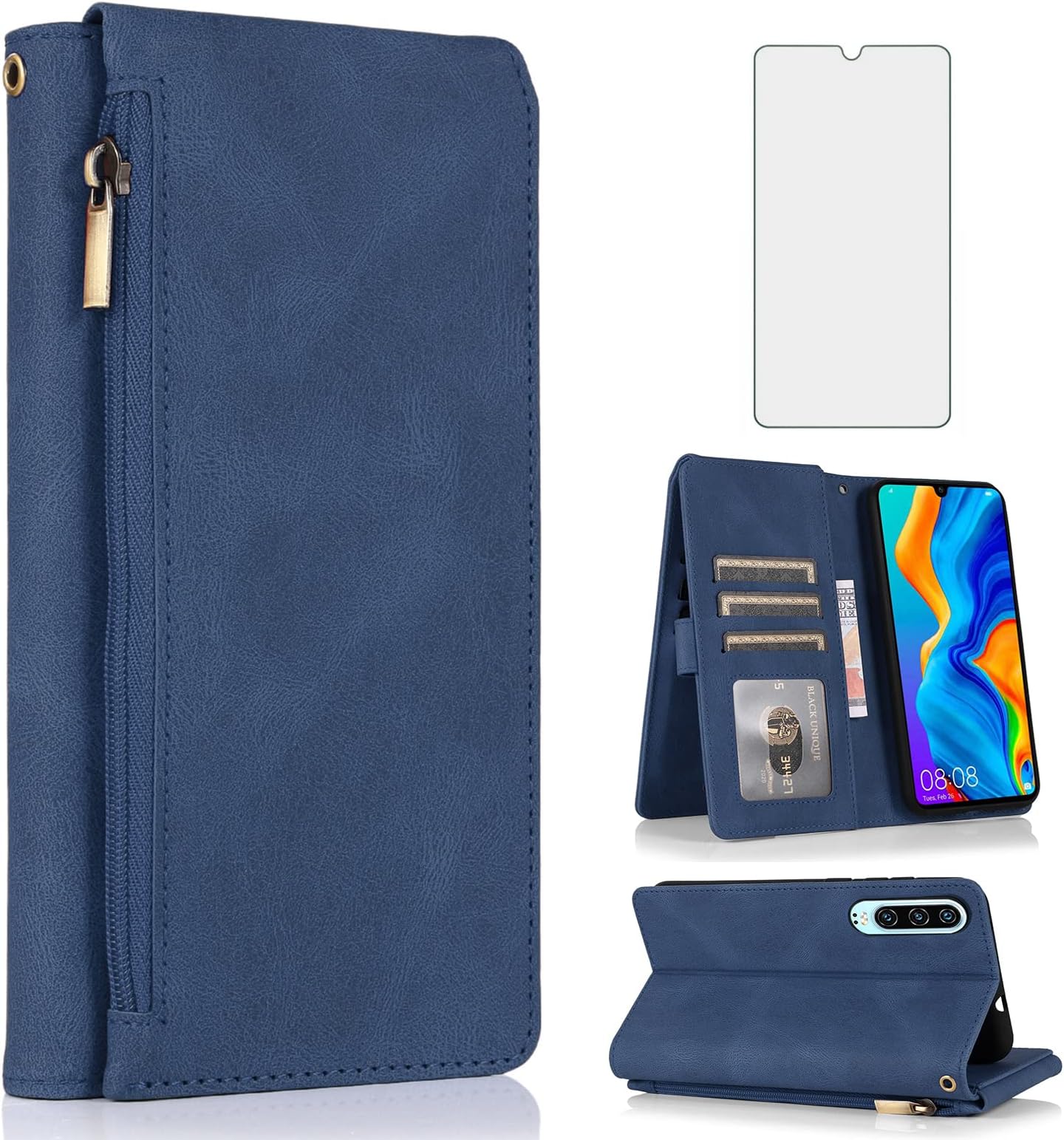 QLTYPRI Case for Huawei P30, Vintage PU Leather Wallet Case with Credit ...