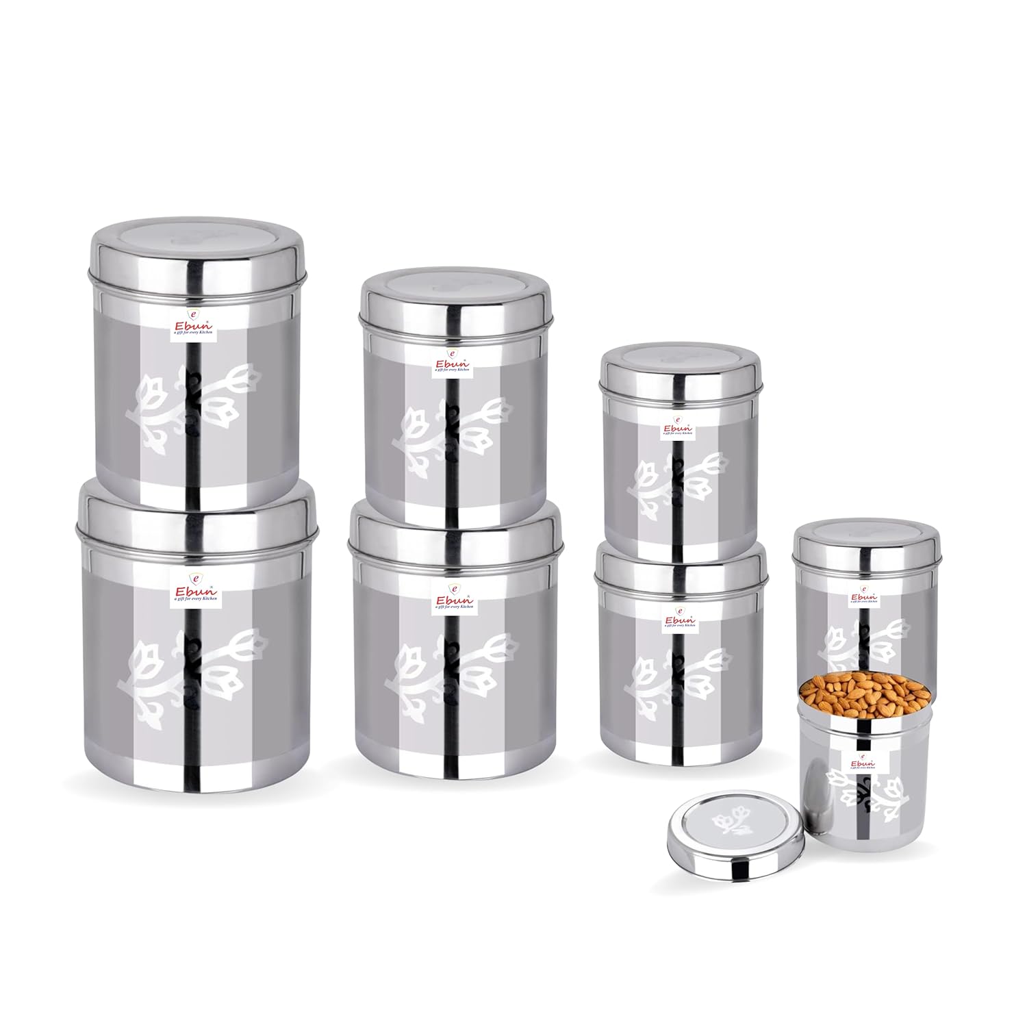 Buy Ebun Heavy Gauge Laser Floral Design Stainless Steel Containers ...