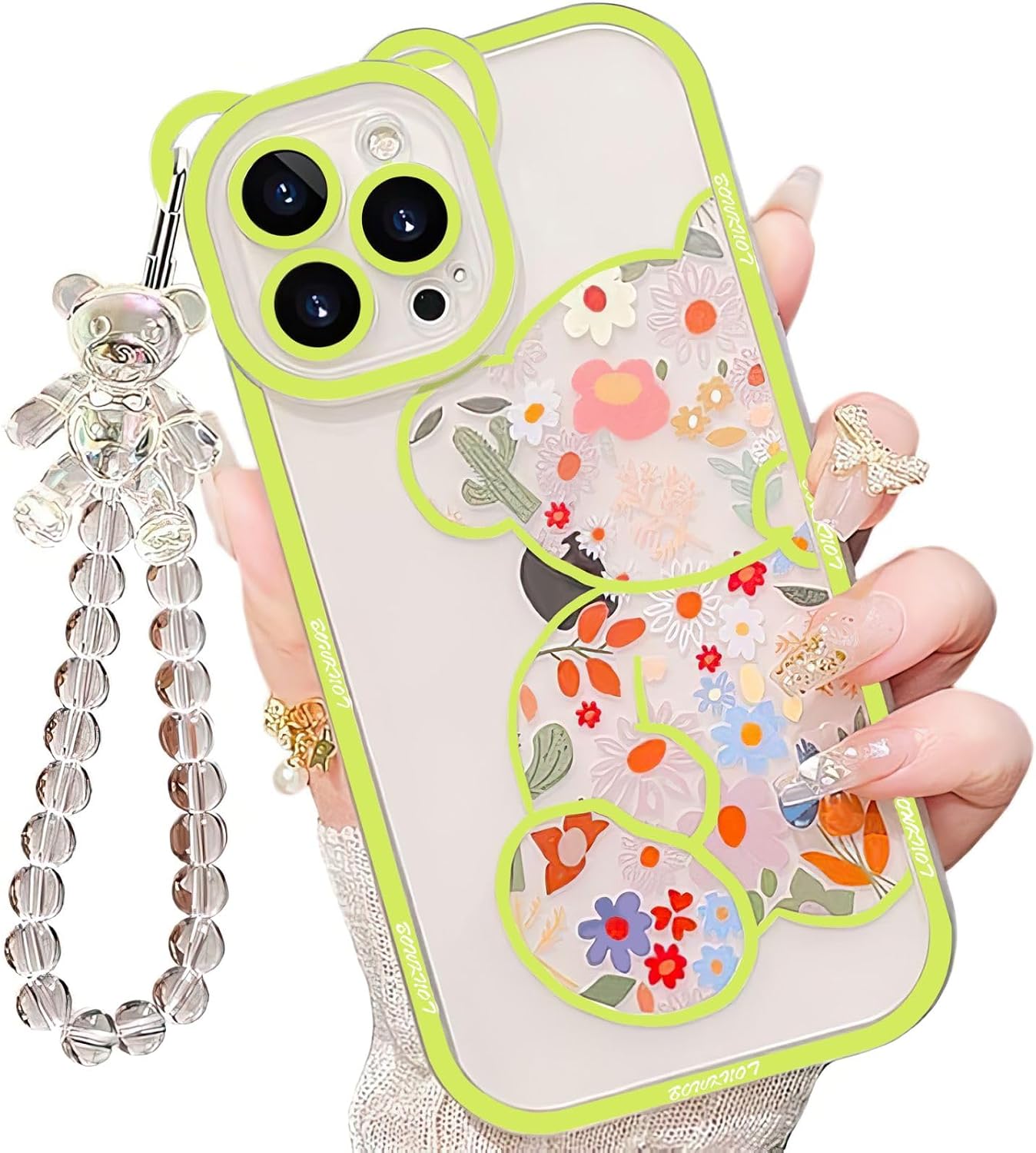 IAIYOXI for iPhone 15 Plus Case with Cute Flowers Bear Pattern, Camera ...