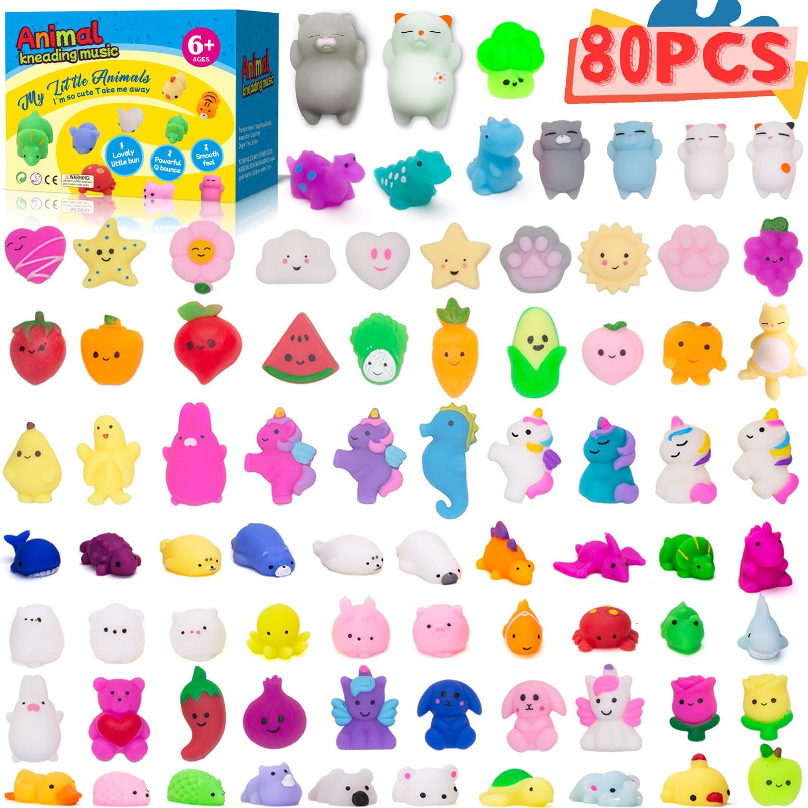 100 Pcs Kawaii Squishies, Mochi Squishy Toys for Kids Party Favors ...