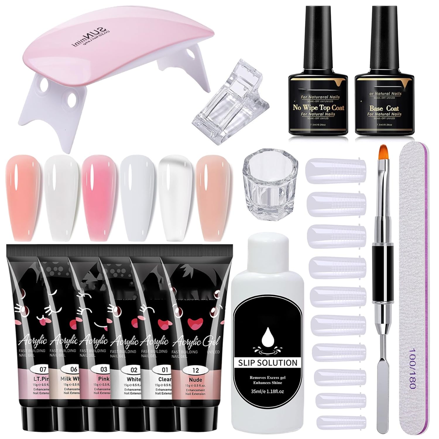 Amazon.com : 15 PCS Poly Extension Gel Manicure Kit Poly Gel With Dual ...
