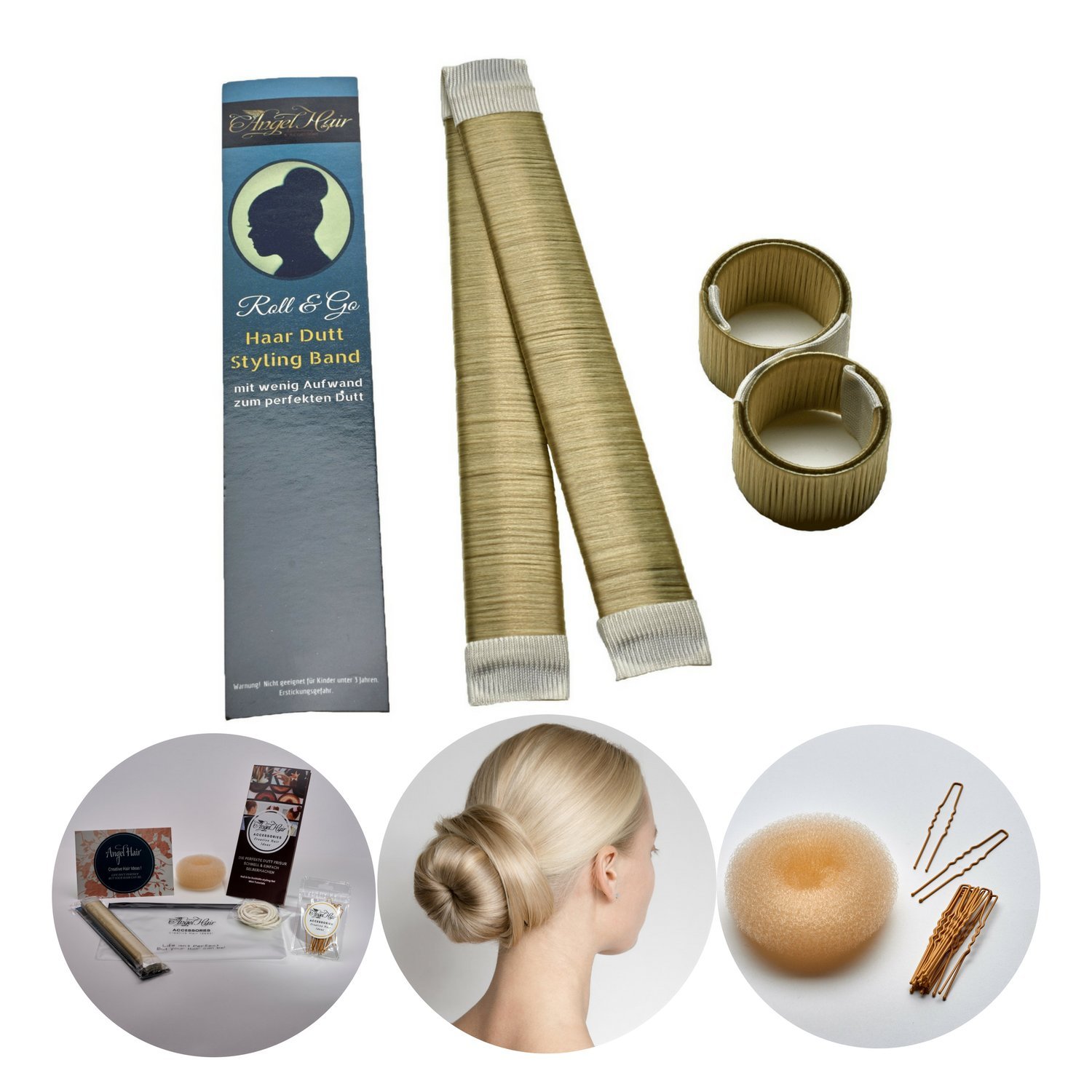 ROLL & GO DUTT HILFE STYLING SET von ANGEL HAIR EXTENSIONS Inhalt: 2 ...