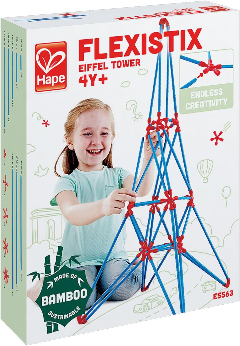 Amazon.com: Hape Bamboo Eiffel Tower Building Kit, Safe and Fun Bamboo ...