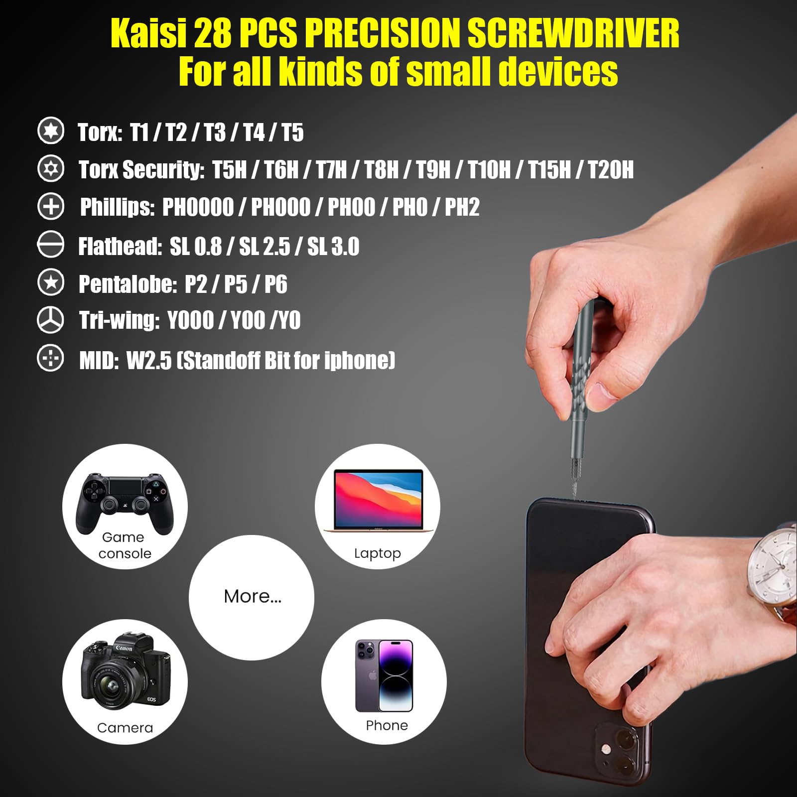 Snapklik.com : Precision Torx Screwdriver Set 28 In 1,Mini Flathead And ...