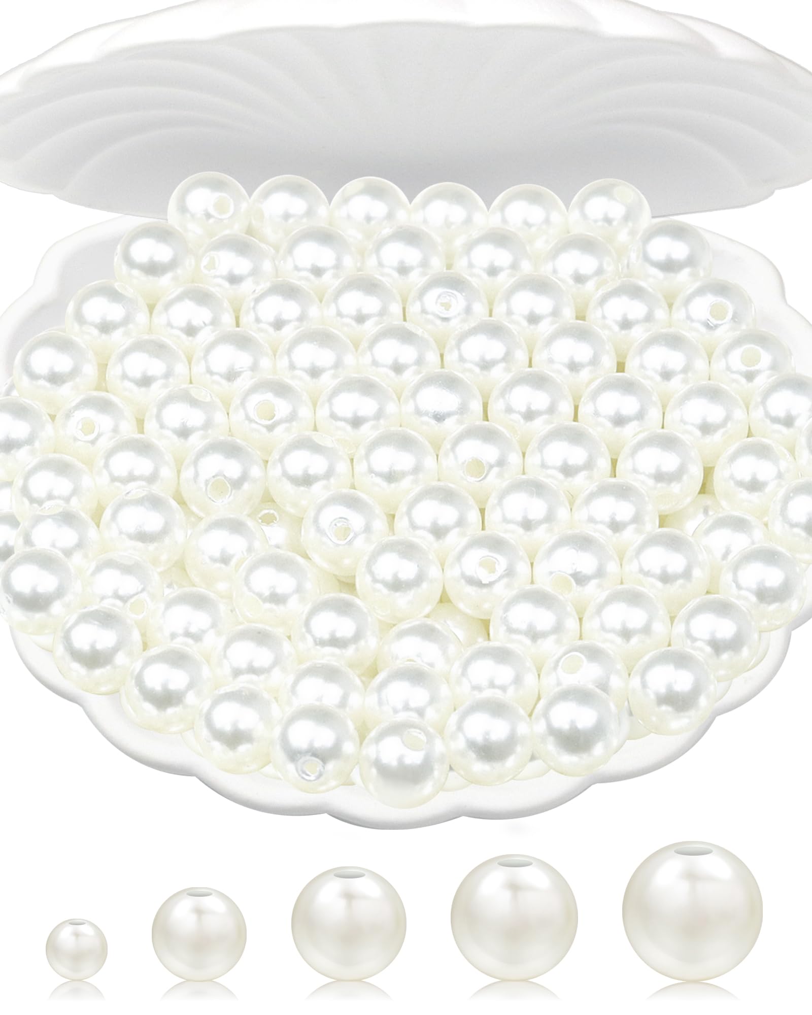 Amazon.com: 200pcs FIVEIZERO Pearl Beads for Crafts, 12mm White Craft ...